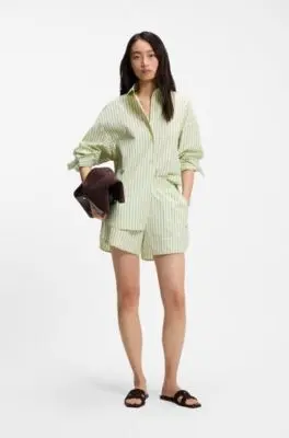 BOSS Vertical-stripe Cotton Poplin Shorts