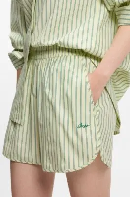 BOSS Vertical-stripe Cotton Poplin Shorts