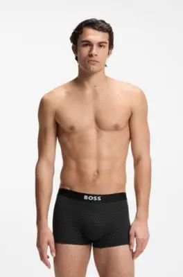 BOSS Three-pack Of Stretch-cotton Trunks With Logos - Light Grey