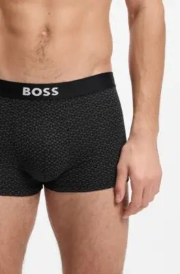 BOSS Three-pack Of Stretch-cotton Trunks With Logos - Light Grey