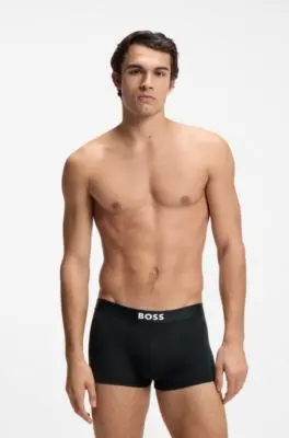 BOSS Three-pack Of Stretch-cotton Trunks With Logos - Light Grey