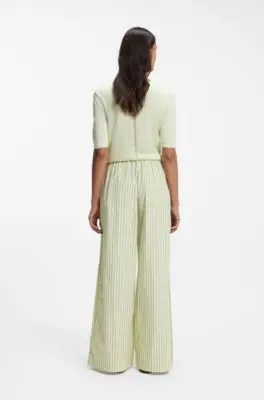 BOSS Cotton-poplin Palazzo Trousers