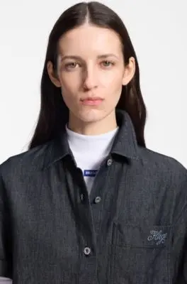 Hugo Relaxed-fit Cropped Denim Blouse