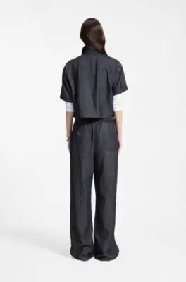 Hugo Relaxed-fit Cropped Denim Blouse