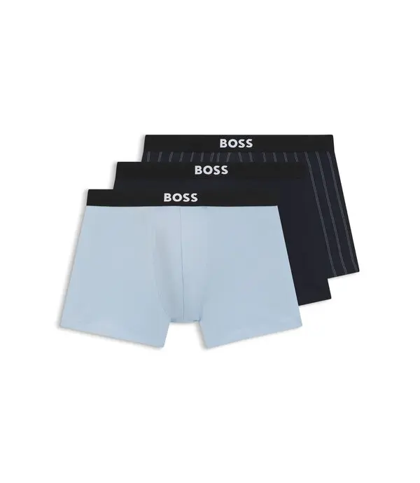 BOSS Three-pack Of Stretch-cotton Boxer Briefs - Light Blue