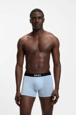 BOSS Three-pack Of Stretch-cotton Boxer Briefs - Light Blue