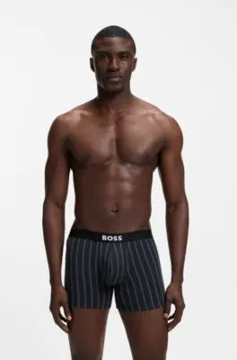 BOSS Three-pack Of Stretch-cotton Boxer Briefs - Light Blue