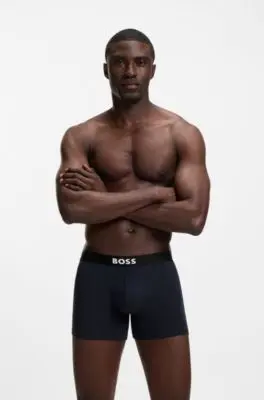 BOSS Three-pack Of Stretch-cotton Boxer Briefs - Light Blue