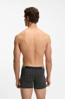 BOSS Three-pack Of Stretch-cotton Boxer Briefs With Logo Waistband - Black