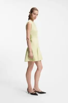 Hugo Sleeveless Flared Dress With Brooch