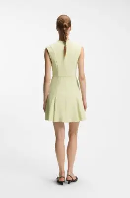 Hugo Sleeveless Flared Dress With Brooch