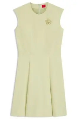 Hugo Sleeveless Flared Dress With Brooch