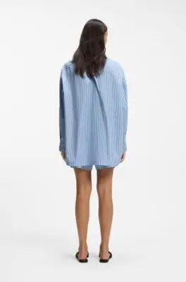 BOSS Striped Oversized-fit Cotton Poplin Blouse