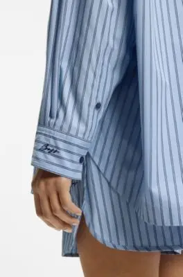 BOSS Striped Oversized-fit Cotton Poplin Blouse