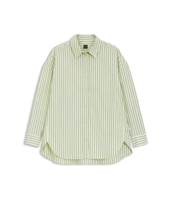 BOSS Striped Cotton Poplin Oversized Blouse