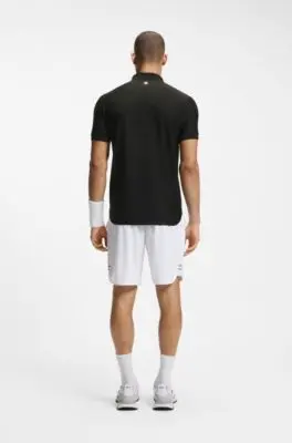 BOSS Active Stripe-jersey Slim-fit Polo Shirt With Four-way Stretch - Black