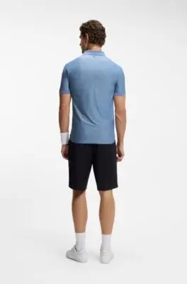 BOSS Active Stripe-jersey Slim-fit Polo Shirt With Four-way Stretch - Light Blue