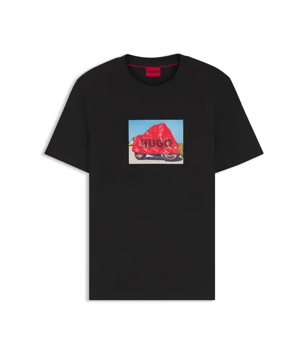 Hugo Cotton-jersey T-shirt With Biker-inspired Artwork