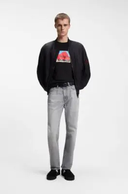 Hugo Cotton-jersey T-shirt With Biker-inspired Artwork