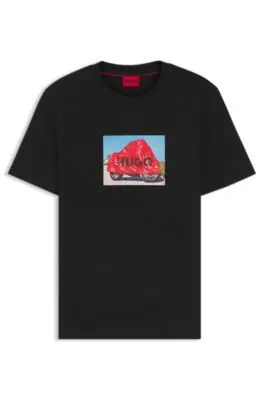 Hugo Cotton-jersey T-shirt With Biker-inspired Artwork