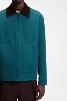 BOSS Cotton Jacket With Contrast Collar