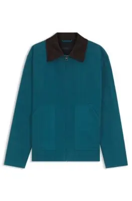BOSS Cotton Jacket With Contrast Collar