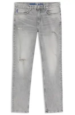 Hugo Slim-fit Jeans In Distressed Denim