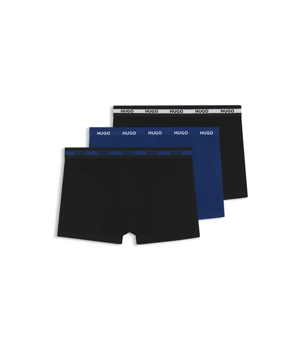 Hugo Three-pack Of Stretch-cotton Trunks With Logo Waistbands - Patterned