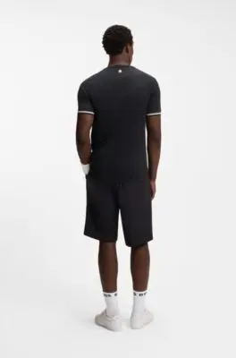 BOSS Active Slim-fit T-shirt With Tennis-ball Eming - Black