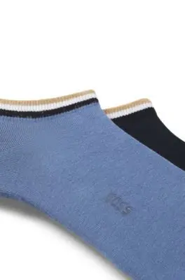 BOSS Ankle Socks With Signature-stripe Cuffs Set Of Two - Light Blue