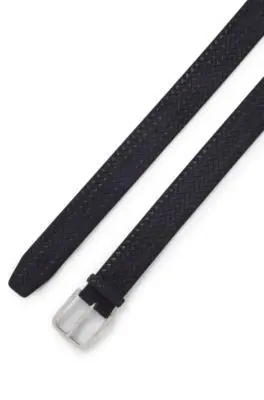 BOSS Woven Suede Belt With Logo Buckle - Dark Blue