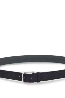BOSS Woven Suede Belt With Logo Buckle - Dark Blue
