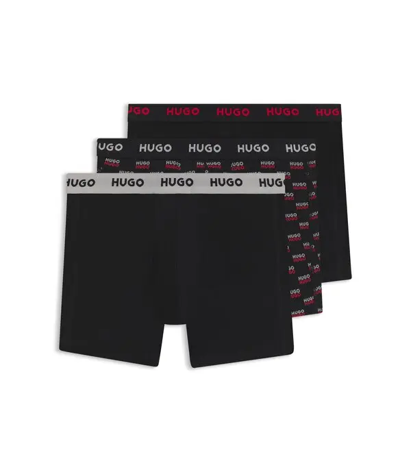 Hugo Three-pack Of Boxer Briefs In Stretch Cotton - Patterned