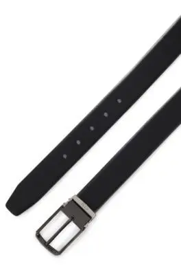 BOSS Reversible Leather Belt With Smooth And Textured Finishes