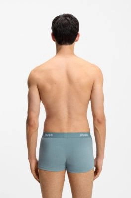Hugo Three-pack Trunks With Jacquard Logo Waistband