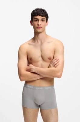 Hugo Three-pack Trunks With Jacquard Logo Waistband