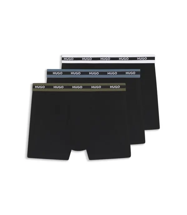 Hugo Three-pack Of Branded Boxer Briefs In Stretch Cotton - Black