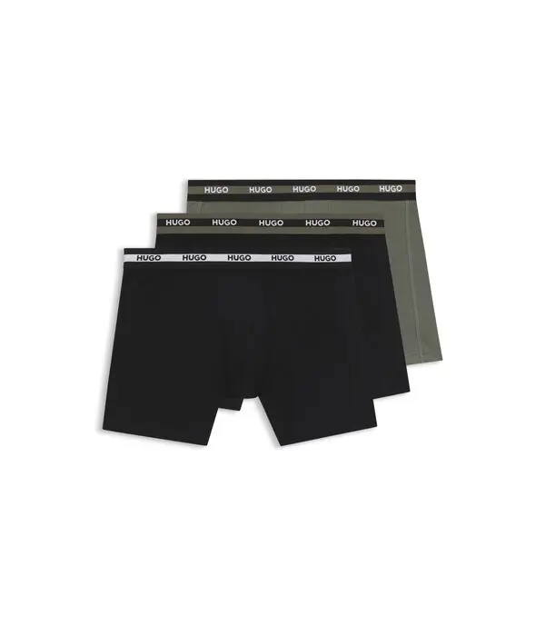 Hugo Three-pack Of Branded Boxer Briefs In Stretch Cotton - Patterned