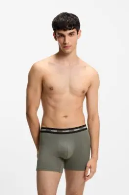 Hugo Three-pack Of Branded Boxer Briefs In Stretch Cotton