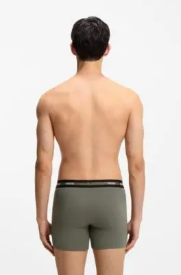 Hugo Three-pack Of Branded Boxer Briefs In Stretch Cotton