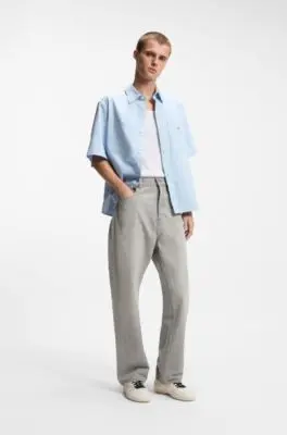 Hugo Baggy-fit Jeans In Stonewashed Denim