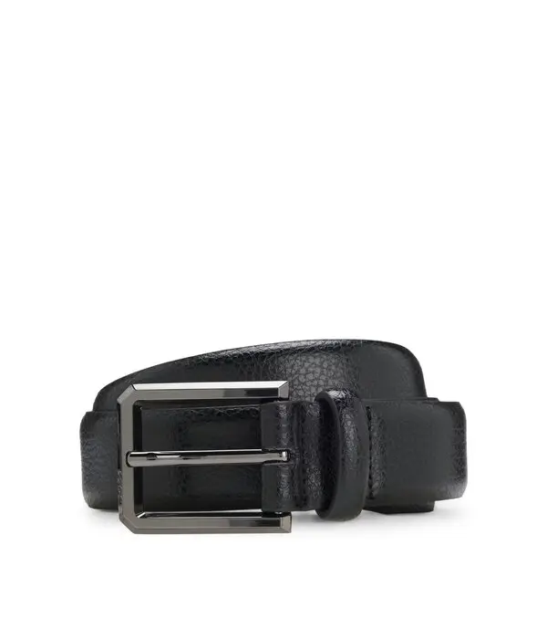 BOSS Grained-leather Belt With Gunmetal Buckle