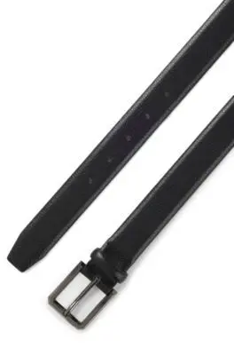 BOSS Grained-leather Belt With Gunmetal Buckle