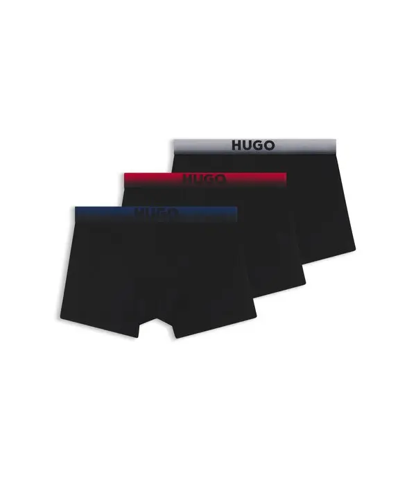 Hugo Three-pack Of Degradé-waistband Trunks - Patterned