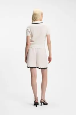 Hugo Pointelle-cotton Scallop Trim Sweater