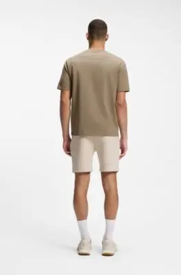 BOSS Logo-artwork T-shirt In Stretch Cotton - Light Green