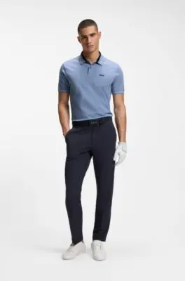 BOSS Stripe-trim Polo Shirt In Stretch Cotton