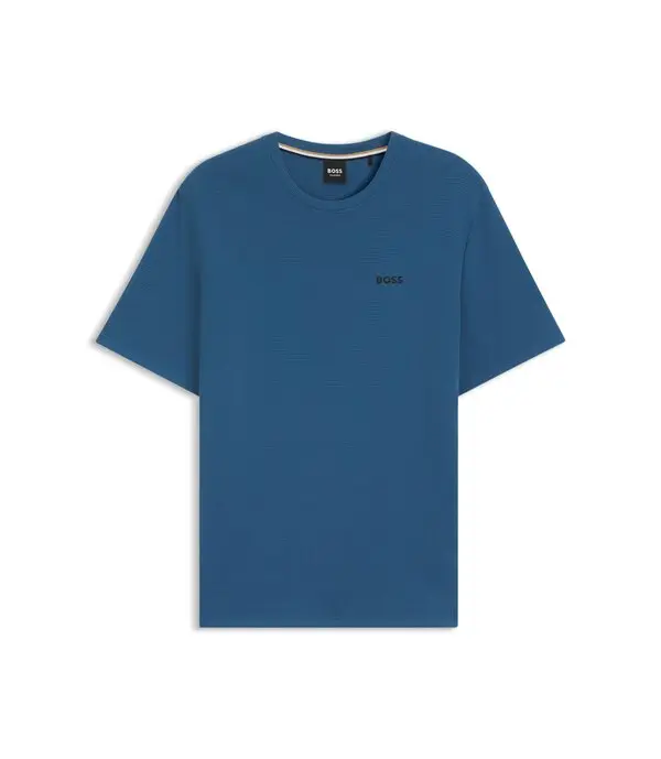 BOSS Cotton-blend Pajama T-shirt With Embroidered Logo - Light Blue