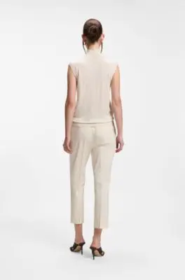 BOSS Sleeveless Mock Neck Sweater In Merino Wool - White