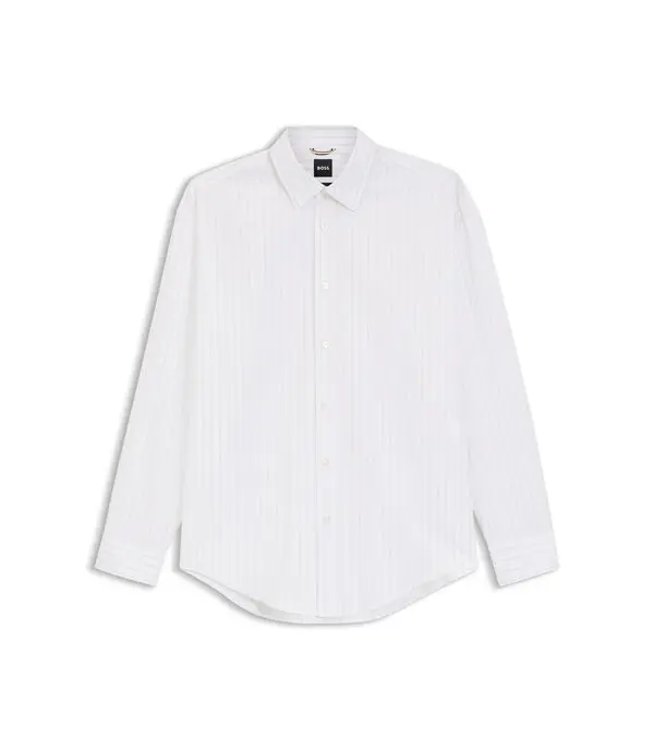 BOSS Striped Relaxed-fit Shirt In Cotton Poplin